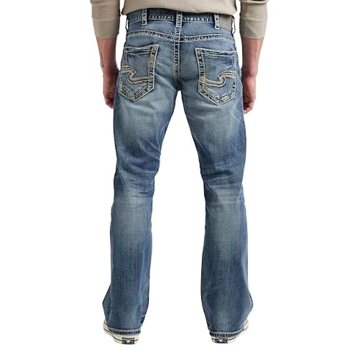 Silver Jeans Co. Men's Zac Relaxed Fit Straight Leg Jeans, Light Indigo, 34W x 34L