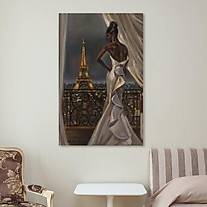 Posters & Prints Fashion African American Woman in Paris Oil Painting Poster Wall Art Paintings Canvas Wall Decor Home Decor Living Room Decor Aesthetic Prints 12x18inch(30x45cm) Unframe-style