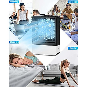 Portable Air Conditioners, Cooling Air Conditioners Fan, Personal Evaporative - Air Cooler Rechargable Mini Fans with 7-Color LED Light