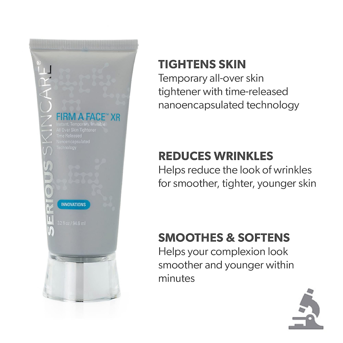 Serious Skincare Firm A Face XR - Instant Skin Tightener - Reduce and Smooth Appearance of Fine Lines, Wrinkles and Enlarged Pores - Temporary and Invisible Lift for Face and Neck - 3.2 Fl Oz