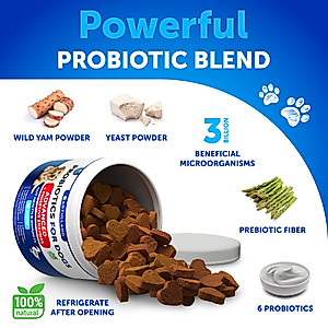 Probiotics for Dogs - Support Gut Health, Itchy Skin, Allergies, Immunity, Yeast Balance - Dog Probiotics and Digestive Enzymes with Prebiotics - Reduce Diarrhea, Gas - 120 Probiotic Chews for Dogs