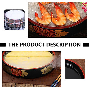 Operitacx Round Sushi Serving Tray Plate Sashimi Platter Seafood Dish Japanese Plastic Lacquered Sushi Food Trays Display Plate (10.6x2.1 inch)