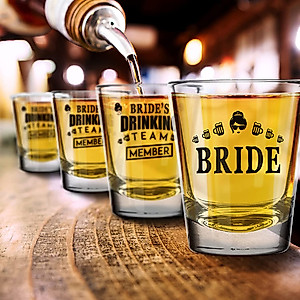 shop4ever Bride and Bride's Drinking Team Member Glass Shot Glasses Wedding Bachelorette Party Shot Glasses 7 Pack