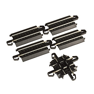 Bachmann Trains - Snap-Fit E-Z TRACK 90 DEGREE CROSSING (1/card) - STEEL ALLOY Rail With Black Roadbed - HO Scale