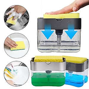 Soap Pump Dispenser Soap Dispenser Pump with Sponge Manual Press Liquid Dispenser Container Manual Press Soap Organizer Kitchen Tools Bottles Dispenser (Color : 1)