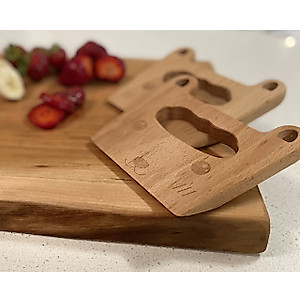 Wooden Kids Knife;Wooden Handmade Children Knife for safe cutting Fruits and Vegetables - Eco Friendly Cute Bear Shape Kids Safe Knife; Montessori Kids Utensil; Children Fruit and Vegetable Chopper;