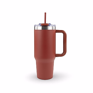 Hogg Big Swig 40 oz Tumbler with Handle and Straw - Cranberry Spice, Advanced Design Spill Proof Tumbler with Straw, Insulated Cups with Lids and Straws, 40oz Tumbler with Handle, Red Tumbler