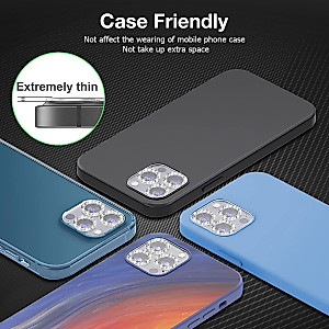 OUYTEU 3*Pack（Silver Diamond） Camera Lens Protector Glass for iPhone 15 Pro and iPhone 15 Pro Max, Ultra HD, Anti-Scratch,Case Friendly,Easy Install,Compatible iPhone 14 Pro and iPhone 14 Pro Max