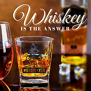 Onebttl Motorcycle Gifts for Men Whiskey Glass, Old-fashioned Glass, for Motorbike Lover Biker Rider, Father's Day, Christmas, Birthday - I Don't Snore I Dream I'm a Motorcycle