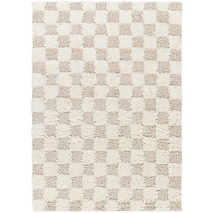 Livabliss Hapsburg Checkered High Low Shag Area Rug, 9'2" x 12' (9' x 12'), Light Beige/Cream