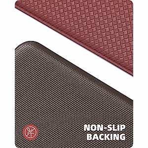 Color&Geometry Kitchen Rug Set 2 Piece Kitchen Runner Rug Kitchen Floor Mat, Cushioned Anti Fatigue Non Skid Waterproof Comfort Standing Kitchen Mat, 17"x29"+17"x59", Red