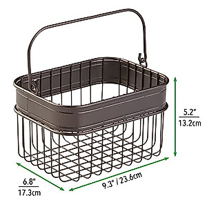 mDesign Small Metal Storage Basket Bin with Handle for Organizing Hand Soap, Body Wash, Shampoo, Lotion, Conditioner, Hand Towels, Hair Styling Accessories - Cameo Collection - 3 Pack - Bronze