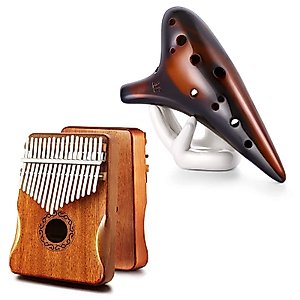 MIFOGE Kalimba Thumb Piano 17 Keys And MIFOGE Ocarina 12 Hole Tones Alto C with Gift Wrapping