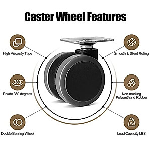 Cofufu Self Adhesive Caster Wheels Set for Trash Can, Storage Box (4PCS, 1.5")