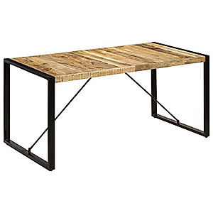 YPWRENH Rectangular Wooden End Table Dining Table 63 "x31.5 x29.5 Solid Mango Wood for Dining Room, Kitchen or Living Room