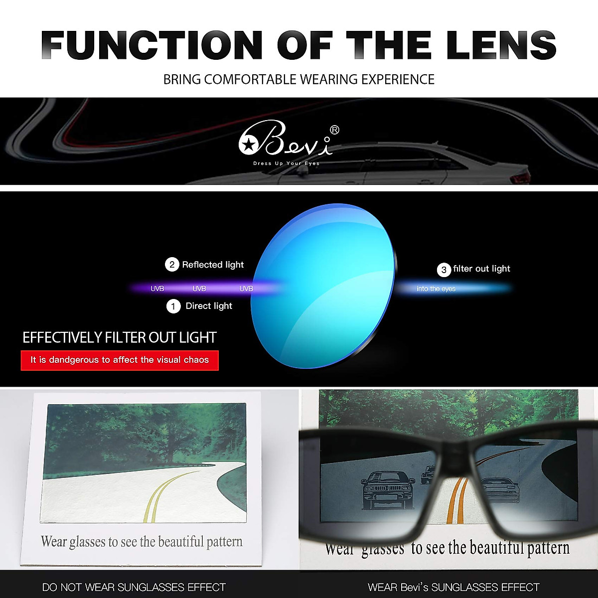 Bevi Polarized Sports Sunglasses Ultralight TR90 Frame Glasses Flexible and Durable for Men Women Sun Glasses 2701C7