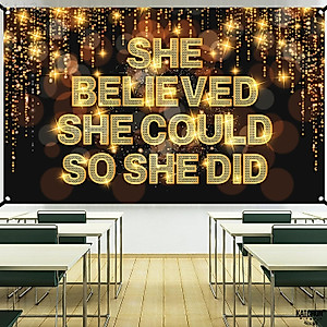 KatchOn, She Believed She Could So She Did Banner - XtraLarge 72x44 Inch | Congratulations Banner, Congratulations Decorations | 2024 Graduation Party Decorations, Graduation Decorations Class of 2024