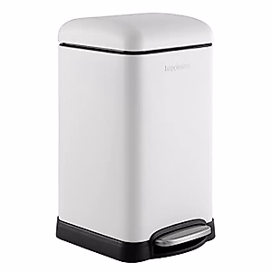 Happimess HPM1012C Betty Retro Mini 3.2-Gallon Step-Open Trash Can, Modern, Minimalistic, Fingerprint-Proof, Rustproof, Soft Close, Bedroom, Bathroom, Kitchen, Laundry Room, Office, 3.2 Gallons, White