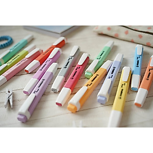 STABILO Highlighter swing cool Pastel - Pack of 4 - Dusty Grey, Frozen Fuchsia, Breezy Blue, Pale Orange