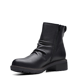 Clarks Women's Hearth Rose Mid Calf Boot, Black Leather, 10 Wide