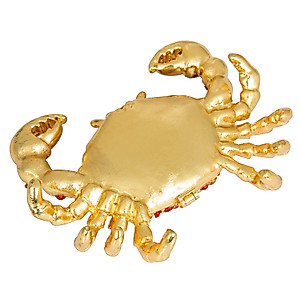 QIFU Hand Painted Crab Shape Decorative Enameled Trinket Box Hinged Unique Gift for Home Decor