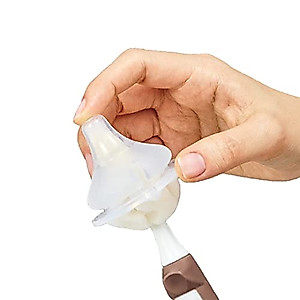 MOTHER-K Rotating Bottle Brush with Nipple Brush, for Baby Bottle, Water Bottle, Vase, and Glassware (Brown)