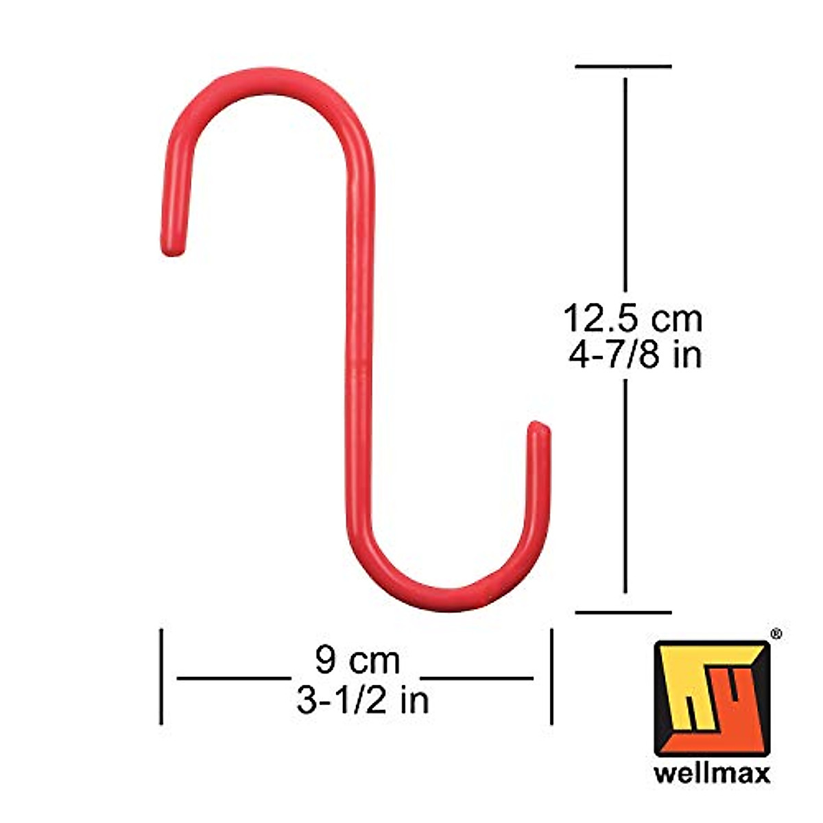 Wellmax 60PCS S Hooks for Hanging, Heavy Duty S Shaped Hooks, Colored Metal S Hook Set for Hanging Plants, Closet, Kitchen, Pot Rack, and pots and Pans. 5 inches Long and 6mm Thick