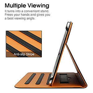 FANRTE Universal Case for 9-10.9" Tablet, with Flexible Hand Strap & Pocket, Adjustable Fixing Silicon Band and Pen Holder, Black