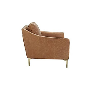 Amazon Brand – Rivet Alonzo Contemporary Leather Living Room Accent Chair, 39"W, Cognac