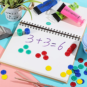 Skylety 400 Pieces Plastic Poker Chips Game Chips 4 Colors Counter Card for Kids Game Playing Learning Math Counting Bingo Game Blank Chips Card for Kids Reward, 0.86 Inch (Red, Blue, Green, Yellow)