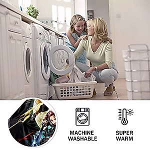 2 PCS Anime Blanket Soft Throw Blanket with Anime Pillow Case,3D Printed Japanese Anime Fuzzy Blanket Cozy Blanket for Sofa Office Outdoor Picnic Travel