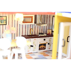 DIY Miniature Dollhouse Kit Container Home B - Miniature House Kit - Tiny House Building Kit With Dust Cover Music Box - DIY Miniature Kit with Furniture - DIY House Kit for Adults
