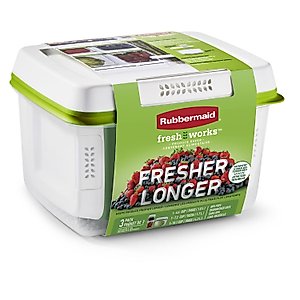 Rubbermaid FreshWorks Produce Saver, Medium and Large Produce Storage Containers, 6-Piece Set, 2: 7.2-Cup and 1: 18.1-Cup Container and Lids, Clear