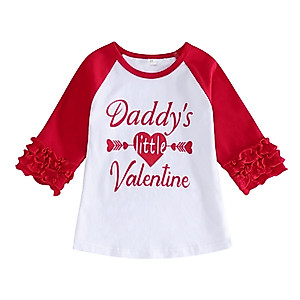 Valentines Tees Baby Boys T-Shirt Mommy's Little Valentine Print 3/4 Long Sleeve Valentines Toddler Tops Grey