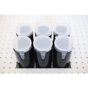 SmartJars® Pegboard Organizer Accessories Storage Jars, Pegboard Jars for Garage Organization, Craft Room, or Pantry, Pegboard Bins with Lids, Pegboard Wall Organizer, Starter Pack of 6 (Black)