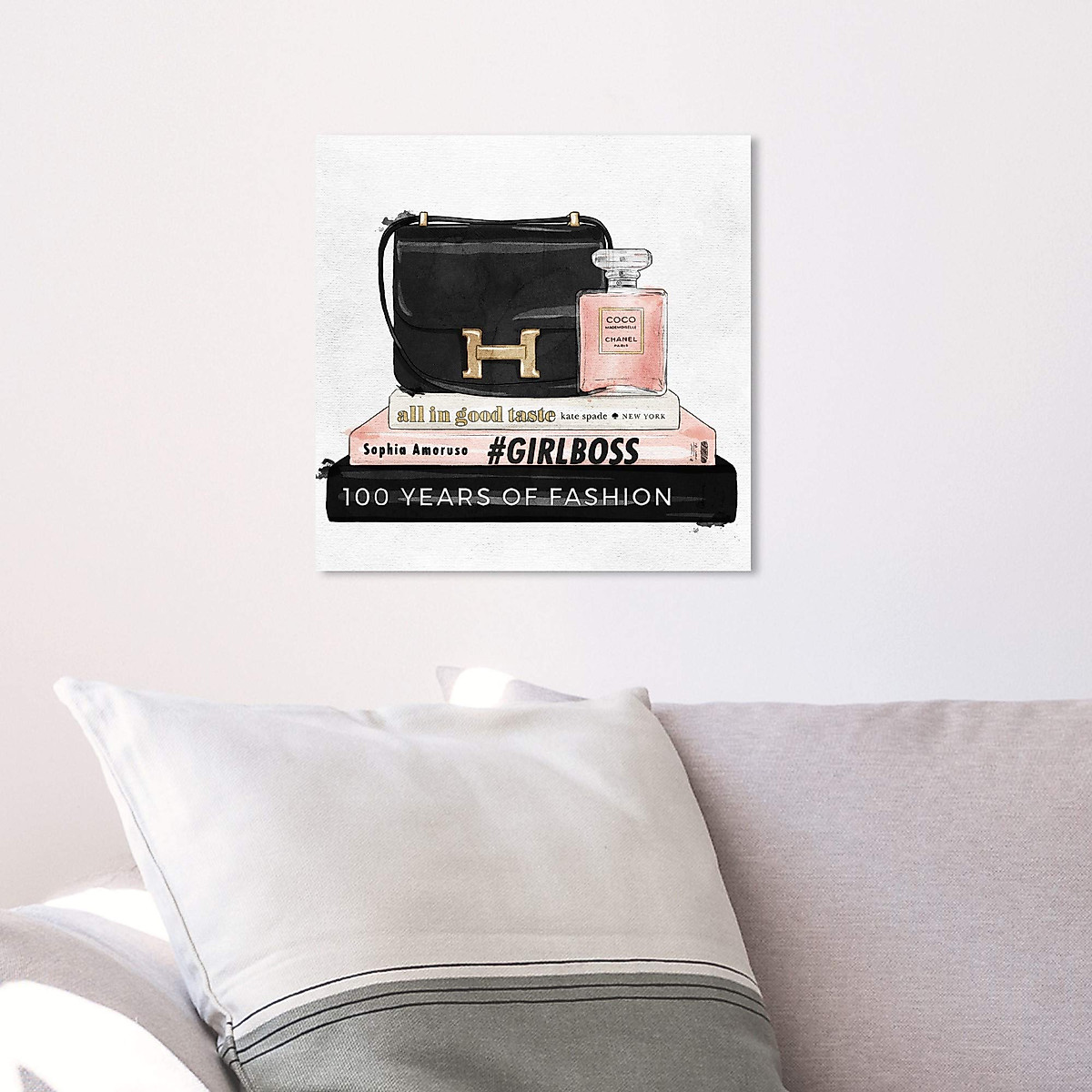 Wynwood Studio Fashion and Glam Wall Art Canvas Prints 'My Always Essentials' Home Décor, 12" x 12", Black, Pink