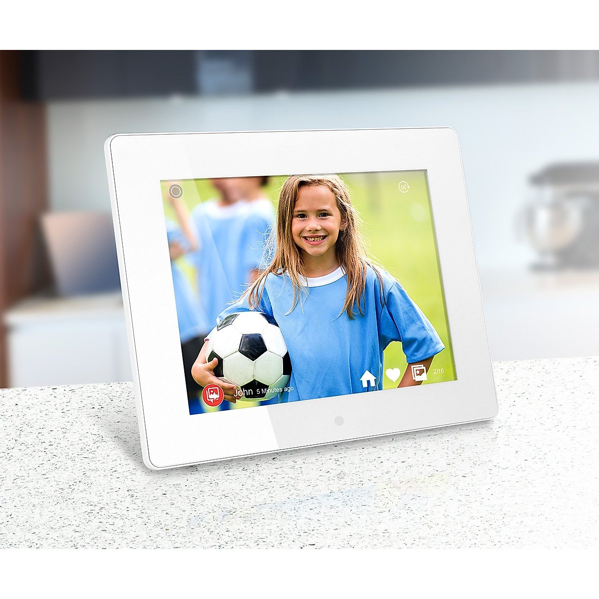Aluratek 8 Inch WiFi Digital Photo Frame with Touchscreen IPS LCD Display and 8GB Built-in Memory,White