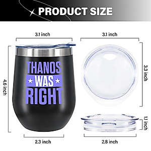 ATHAND Thanos Was Right Tumbler Coffee Mug TV Show Merch,Novelty Thanos Cups,12 OZ Insulated Tumblers with Lid,Funny Birthday Father Day Gifts For Dad Husband Him Men Boyfriend (Pack of 1)