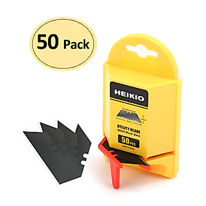 Utility Knife Blades 50-Pack, SK2H Black Carbon Steel, Standard T-Shape Replacement Blades for Most Cutter Knives-61 x 19 mm