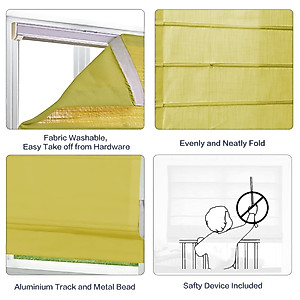 LANTIME Roman Shades Window Blinds, Elegant Made to Order Blackout White Fabric Window Roman Shades for Windows, Doors