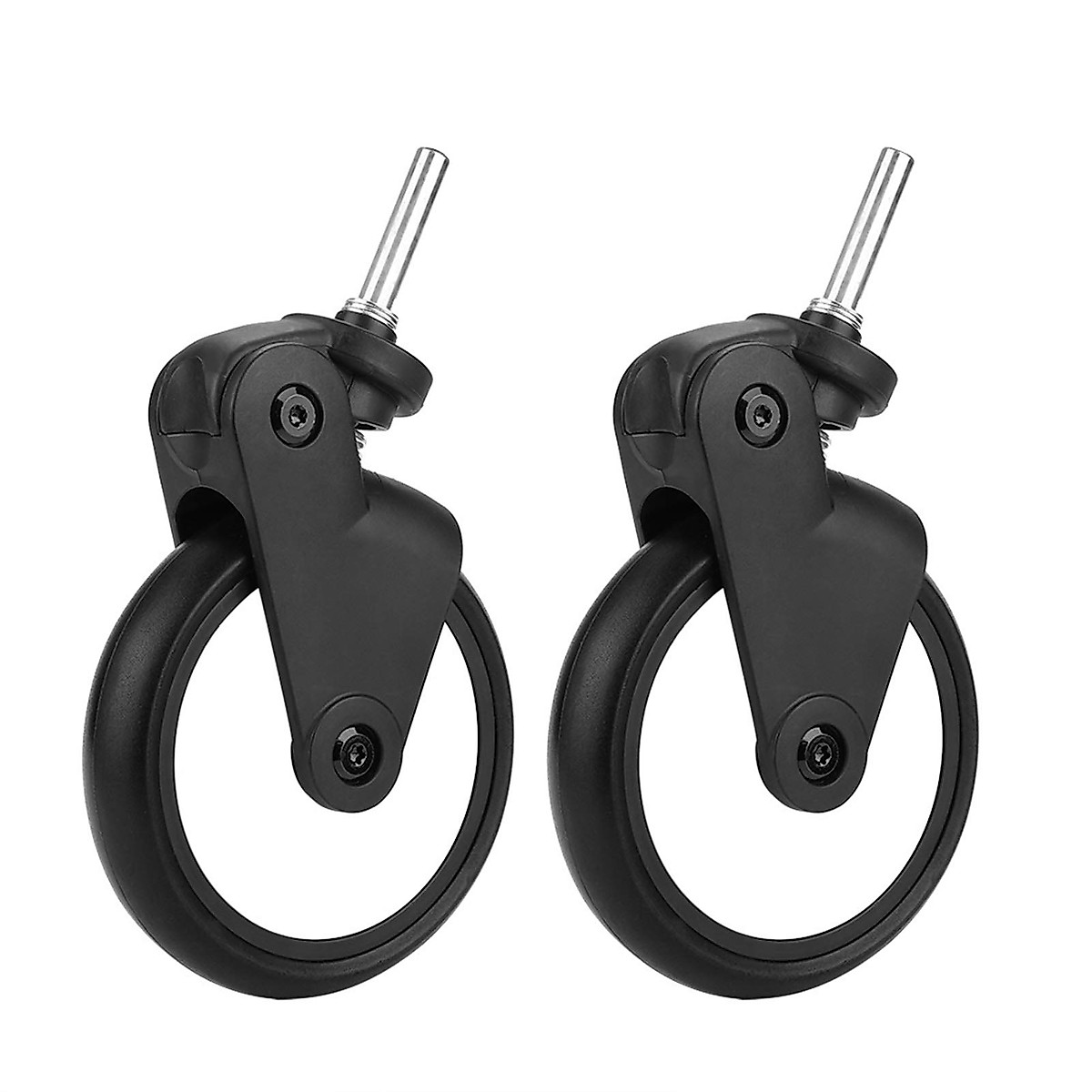 Stroller Wheels Replacement, Stroller Wheel Accessory Baby Stroller Front Wheel Set Stroller Wheel Bearing Wheel Rubber Kids Carriage Mini Wheel for Yoyo, Kiddopotamus, Chbaby（a Pair of Front Wheels）