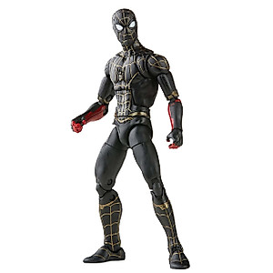 Spider-Man Marvel Legends Series Black & Gold Suit 6-inch Collectible Action Figure Toy, 2 Accessories and 1 Build-A-Figure Part(s)