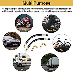 Mudder 2 Pieces 8.25 Inch Flexible Extension Tire Valve Adaptor and 2 Pieces 90 Degree Tyre Valve Extension Adaptor for Universal Cars Truck Motorcycle Bike Scooter