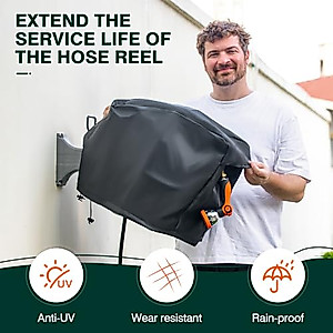 Retractable Garden Hose Reel Wall Mount, Nichro 1/2"×100ft Automatic Garden Hose Reel with Cover, 10 Pattern Hose Nozzle, Auto Rewind/Any Length Lock/Optional Installation Modes