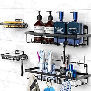 YAWSOUP Adhesive Shower Caddy,4-Pack Shower Shelf,Shower Organizer Can be Wall-Mounted Without Holes,For Shower Organizer&Bathroom Storage.