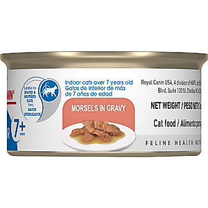Royal Canin Feline Health Nutrition Indoor 7+ Morsels in Gravy Canned Cat Food, 3 oz can (24-count)