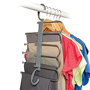 My Home Magic Pant Hanger - Organization and Space Saver Closet Companion, Grey / Stainless Steel