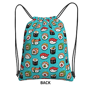Famame Funny Food Sushi Drawstring Backpack String Bag Sackpack For Gym Shopping Beach Sport Yoga