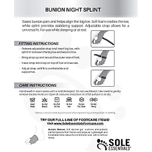 Sole Essentials Bunion Night Splint, Supports and Realigns Big Toe, White/Blue, Universal-Left
