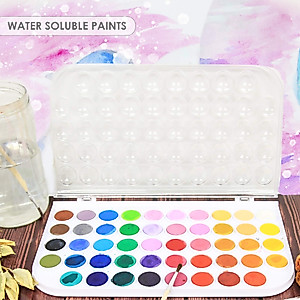 BAZIC Watercolor w/ Brush & Mixing Palette, 48 Color Non-Toxic Paint Set, for Hobby Fun Art Supplies Vibrant Painting, Gift for Kids Artists, 1-Pack